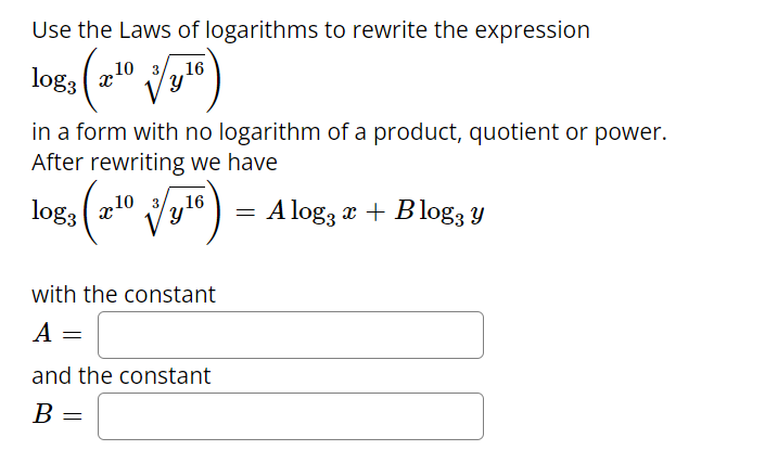 Solved Use the Laws of logarithms to rewrite the expression | Chegg.com