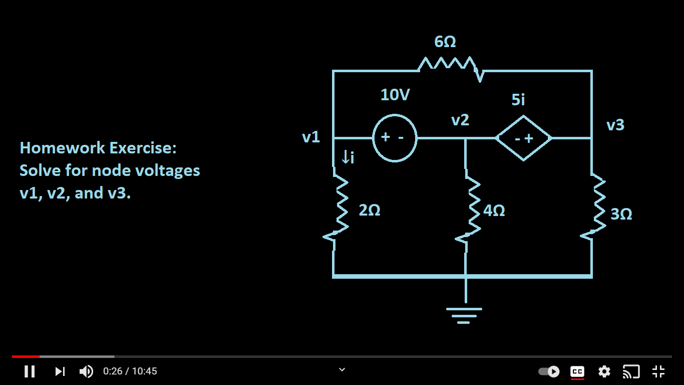 Solved 622 10V 5i v2 v3 v1 + + li Homework Exercise: Solve | Chegg.com