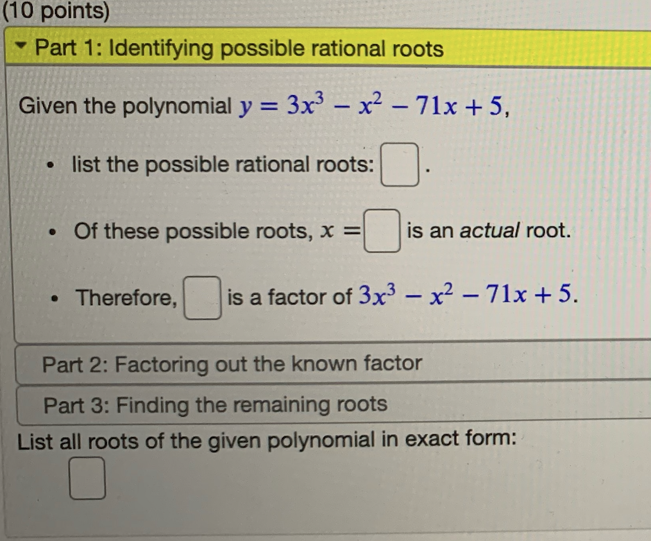 Solved (10 points) Part 1: Identifying possible rational | Chegg.com