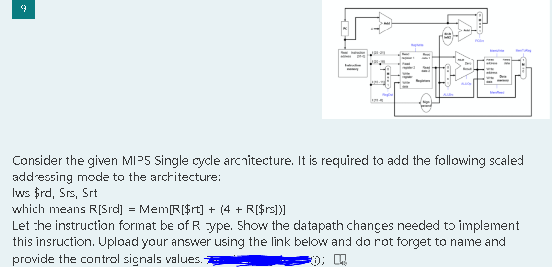 Solved 9 Rodado 125-21 0. Consider the given MIPS Single | Chegg.com
