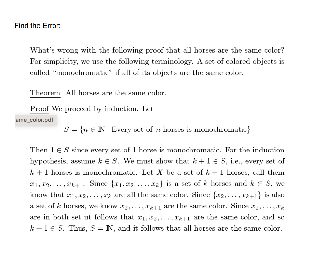 Solved ind the Error: What's wrong with the following proof | Chegg.com