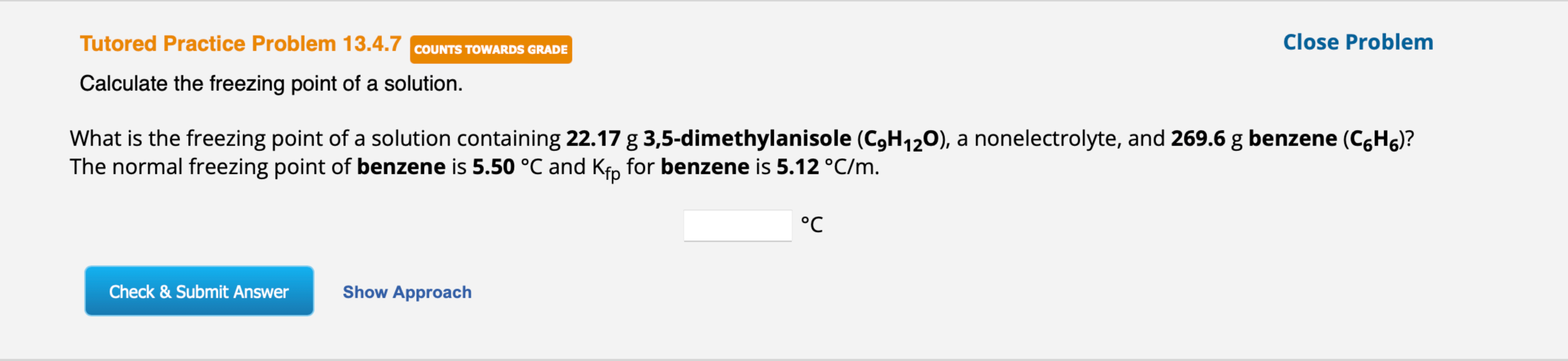 Solved Tutored Practice Problem 13.4.7Calculate the freezing | Chegg.com