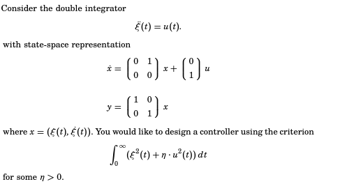 Consider the double integrator Ë(t) = u(t). with | Chegg.com
