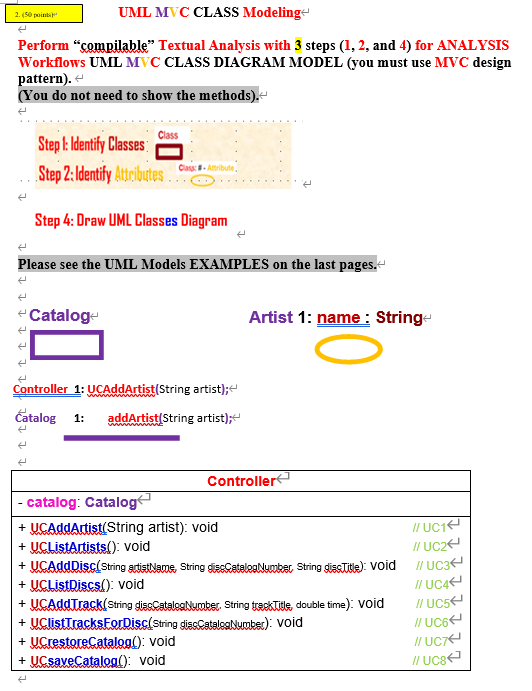 Solved 2. (50 points UML MVC CLASS Modeling Perform | Chegg.com