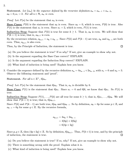 Solved Consider the lollowing statement and prool Statement. | Chegg.com