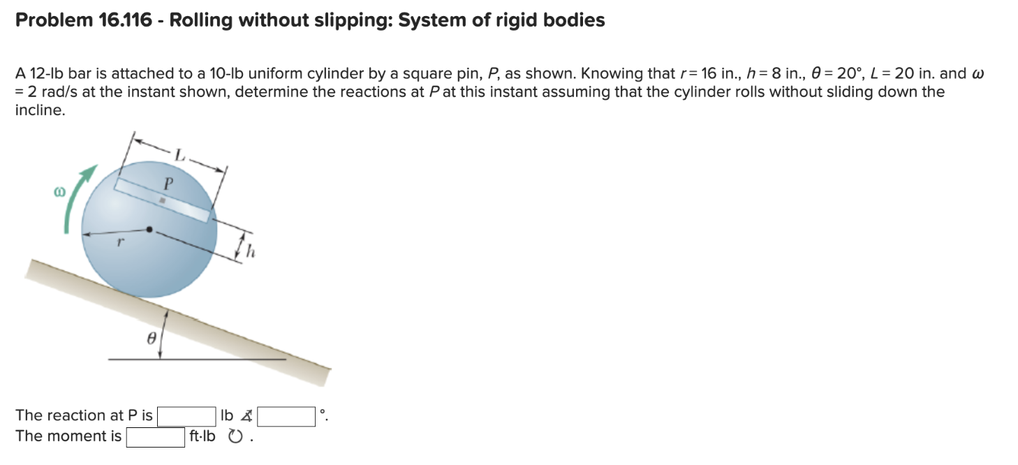 Solved Problem 16.116 - Rolling without slipping: System of | Chegg.com