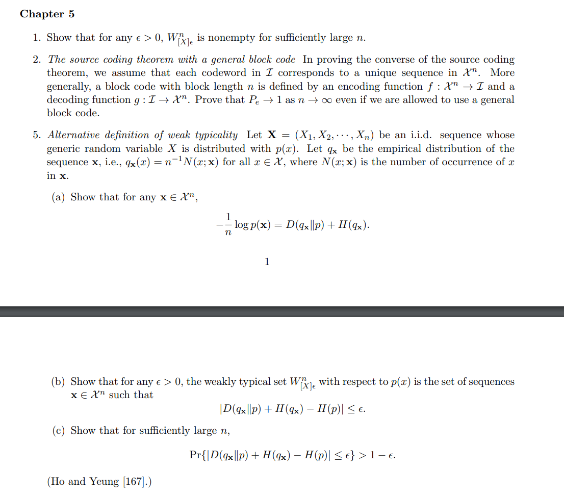 Solved 1. Show that for any ϵ>0,W[X]ϵn is nonempty for | Chegg.com