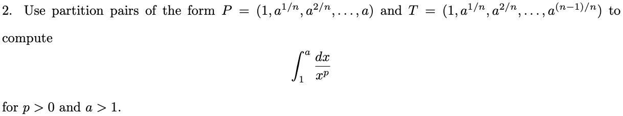 Solved 2. Use partition pairs of the form | Chegg.com