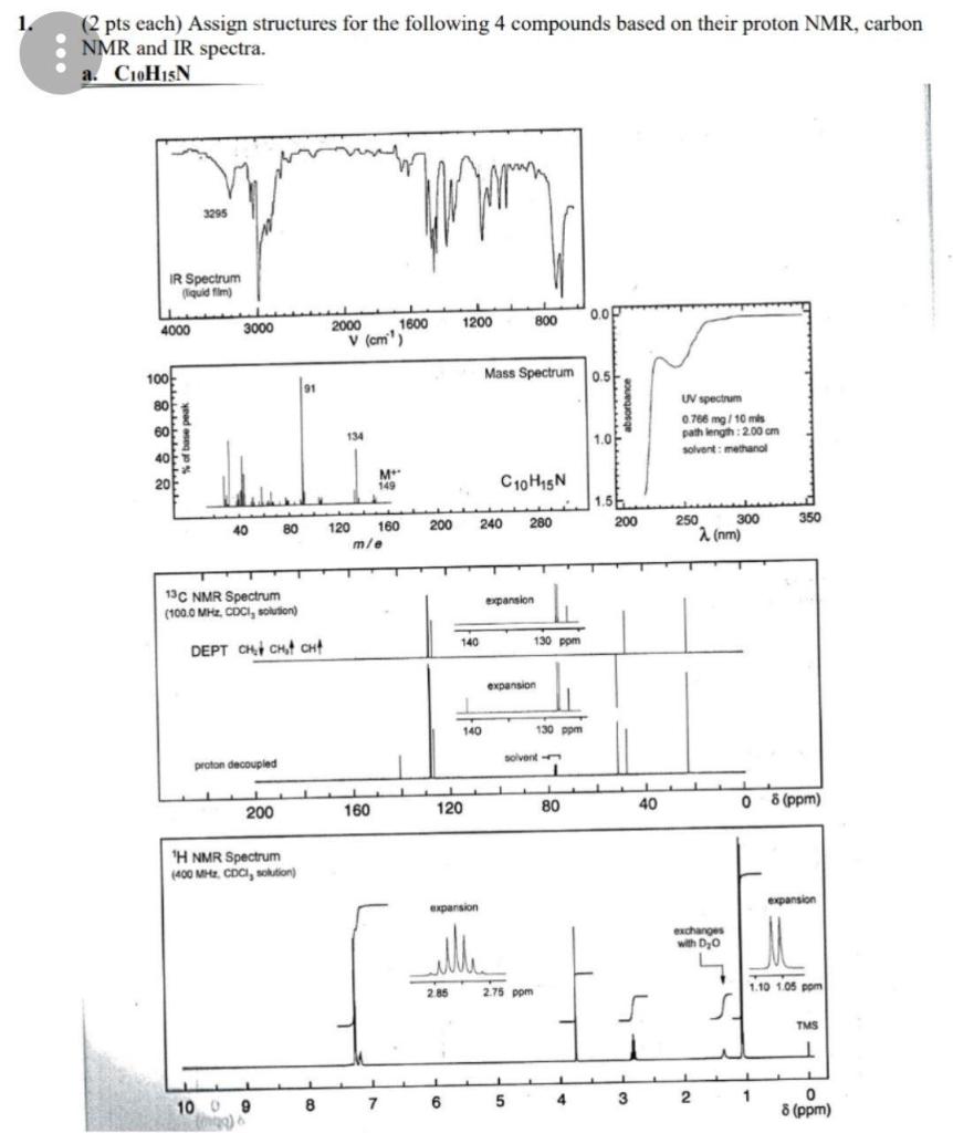 Solved 1. (2 pts each) Assign structures for the following 4 | Chegg.com