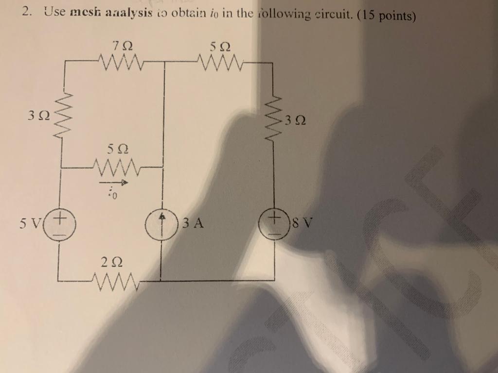 Solved 2. Use mesh analysis to obtain io in the following | Chegg.com