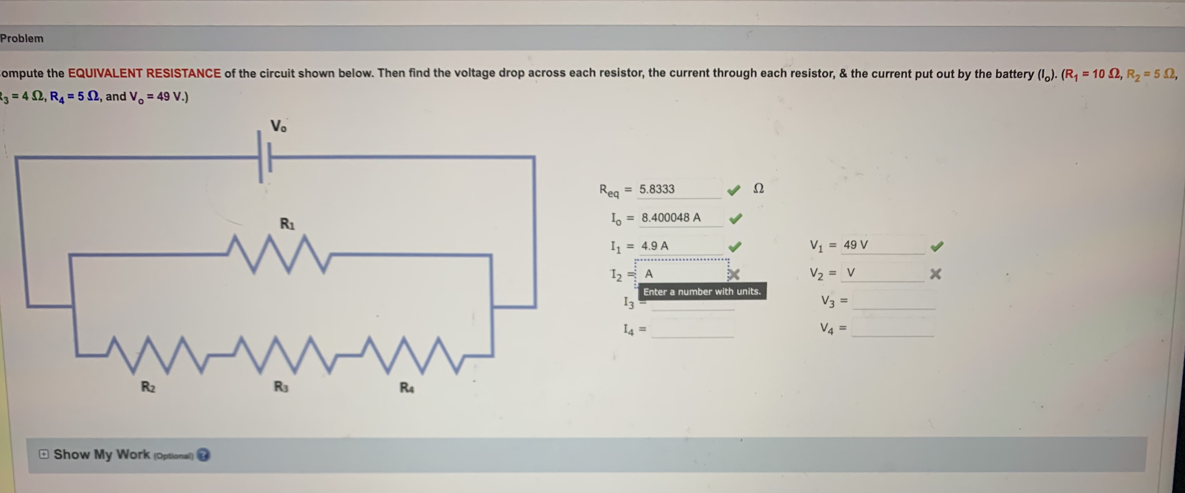 Solved For the circuit below, determine the current passing | Chegg.com
