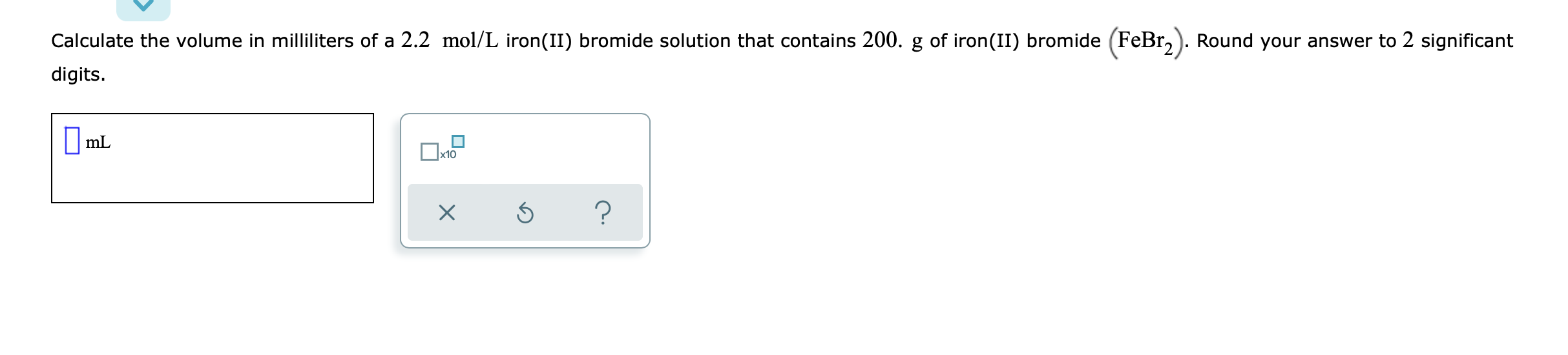 Solved Calculate the volume in milliliters of a 2.2 mol/L | Chegg.com