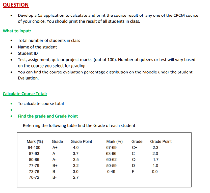 Solved QUESTION Develop a C# application to calculate and | Chegg.com