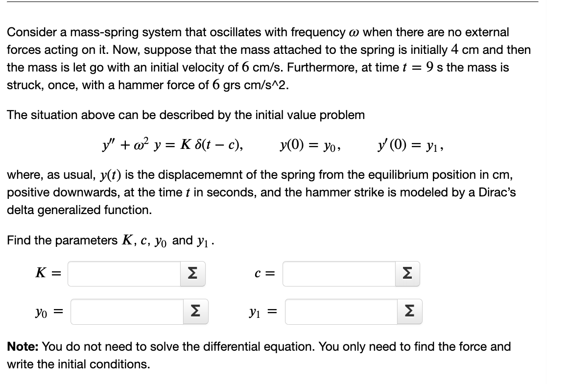 Solved Consider a mass-spring system that oscillates with | Chegg.com