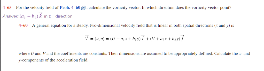 Solved 4 65 ﻿for The Velocity Field Of Prob 4 60 모
