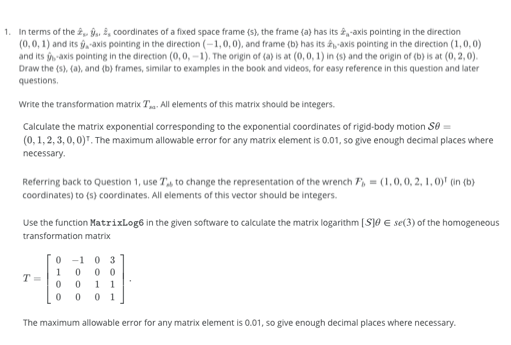 1. In terms of the i, 9. 2. coordinates of a fixed | Chegg.com