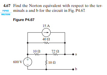 Solved 4.67 Find the Norton equivalent with respect to the | Chegg.com