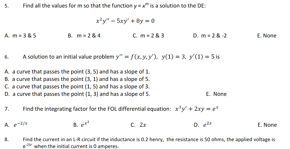 Solved Find all the values for m so that the function y = xm | Chegg.com