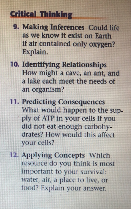 Solved Critical Thinking 9. Making Inferences Could life as | Chegg.com
