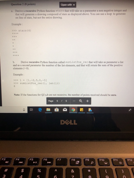 Solved Question 2 (8 points) Open with Derive a recursive | Chegg.com
