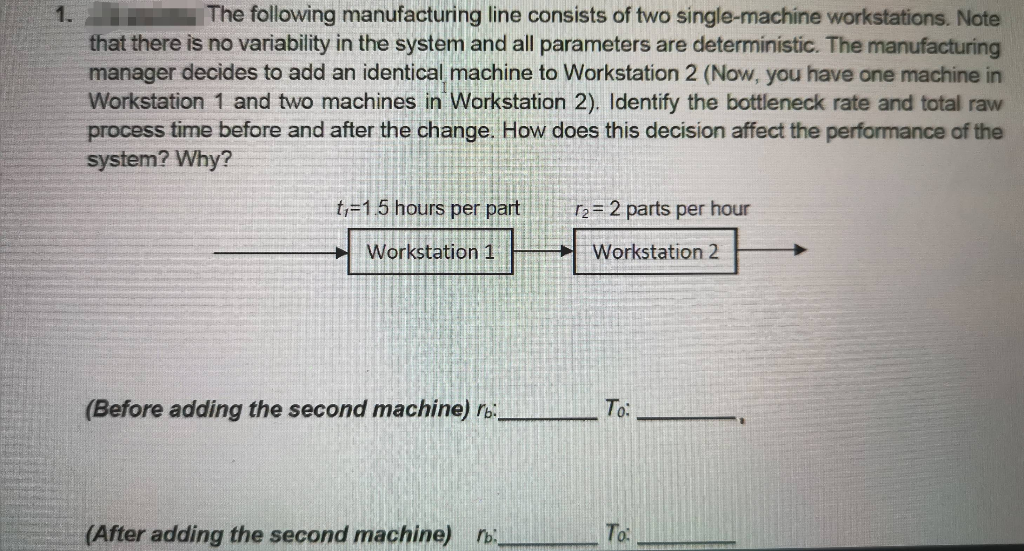 Solved The following manufacturing line consists of two | Chegg.com