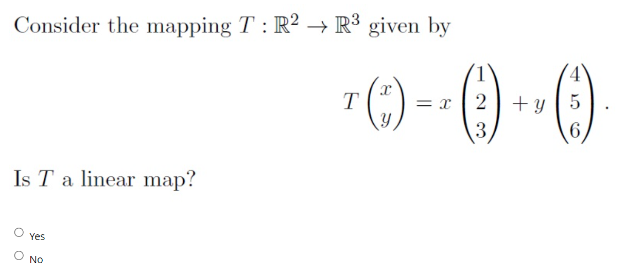 Solved Consider the mapping T:R2→R3 given by | Chegg.com