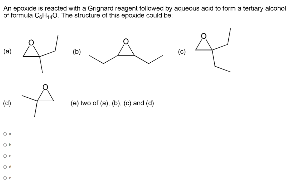 Solved An epoxide is reacted with a Grignard reagent | Chegg.com