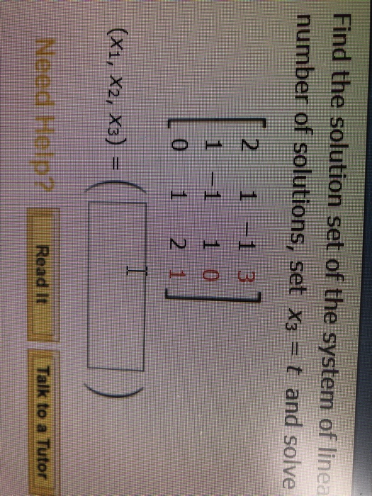 Solved Find the solution set of the system of linear | Chegg.com