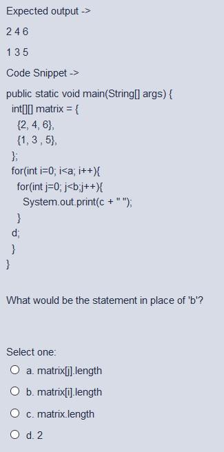 Solved Expected output -> 246 135 Code Snippet -> public | Chegg.com