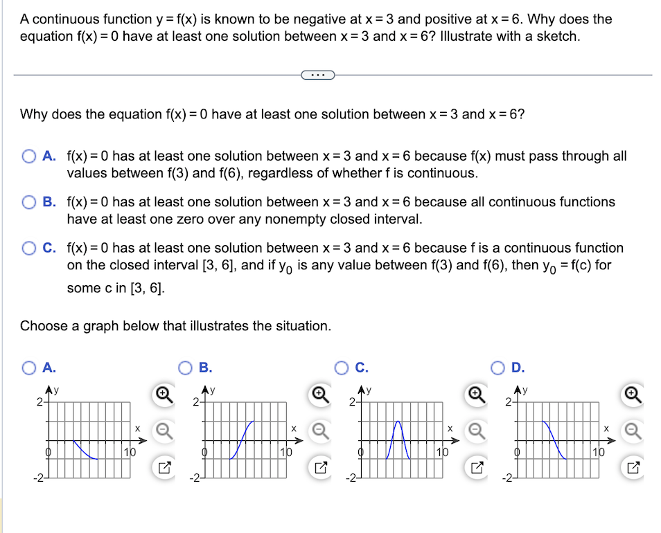 Solved A continuous function y=f(x) is known to be negative | Chegg.com