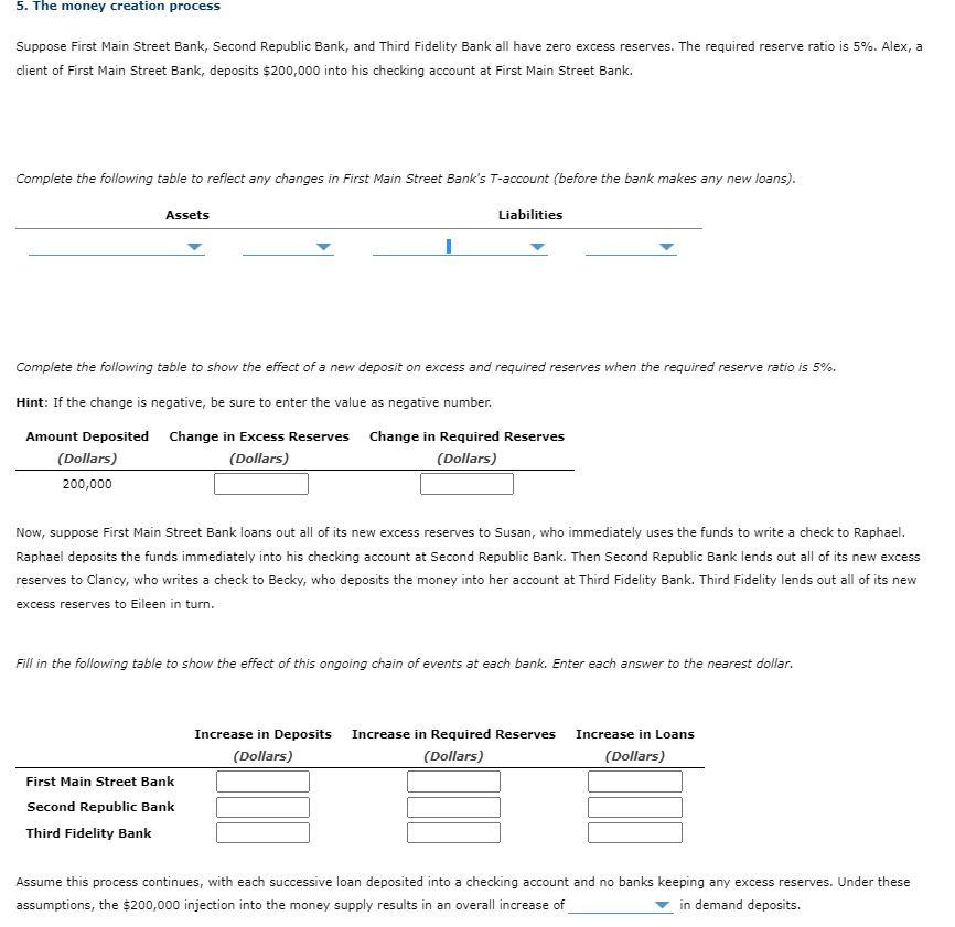 Solved 5. The money creation process Suppose First Main | Chegg.com
