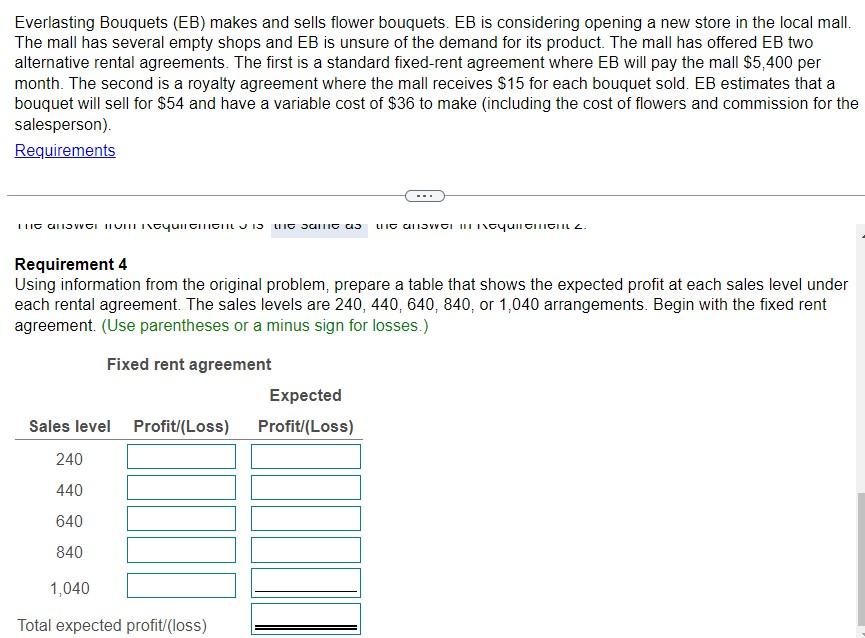 Everlasting Bouquets (EB) makes and sells flower | Chegg.com