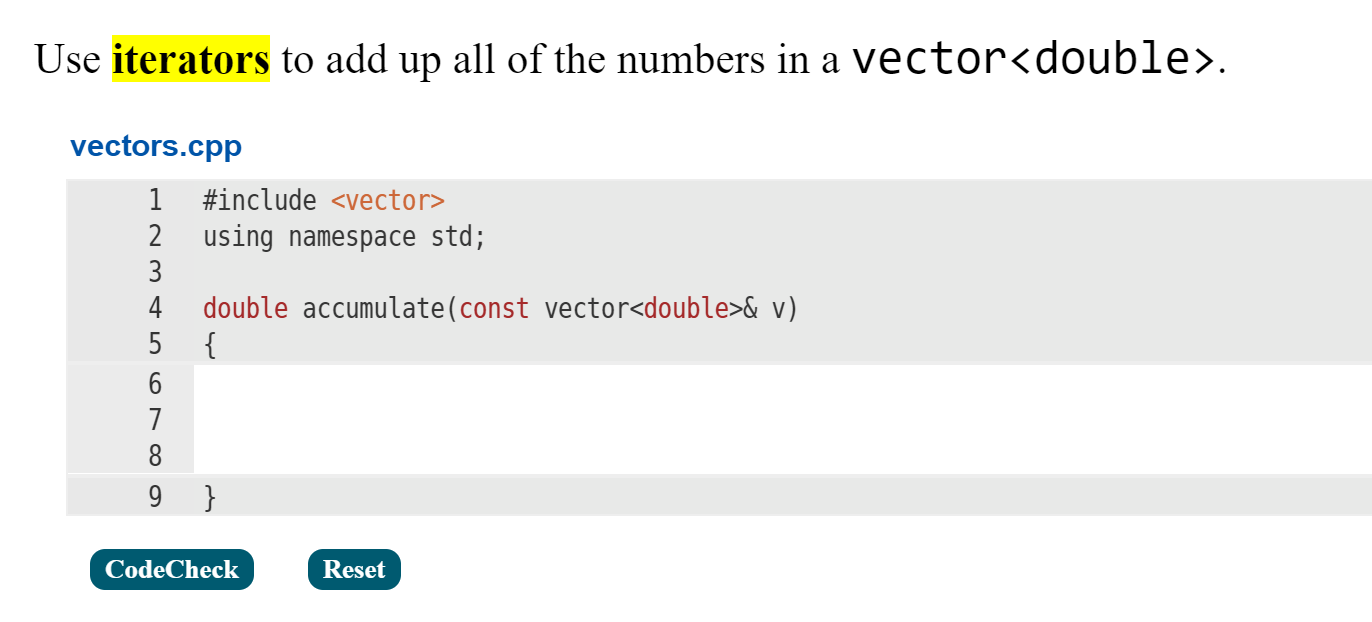 Solved Use iterators to add up all of the numbers in a | Chegg.com