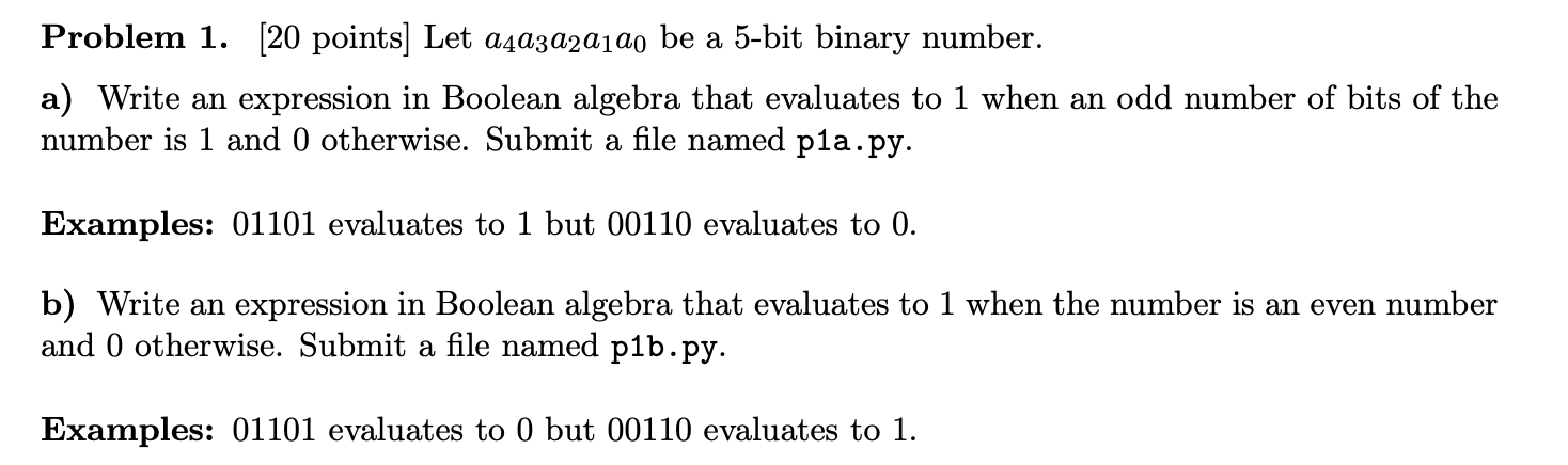 Solved Problem 1. (20 points] Let a4a3a2ajao be a 5-bit | Chegg.com