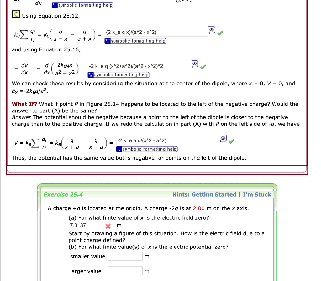 Solved Example 25.4 The Electric Potential of a Dipole | Chegg.com