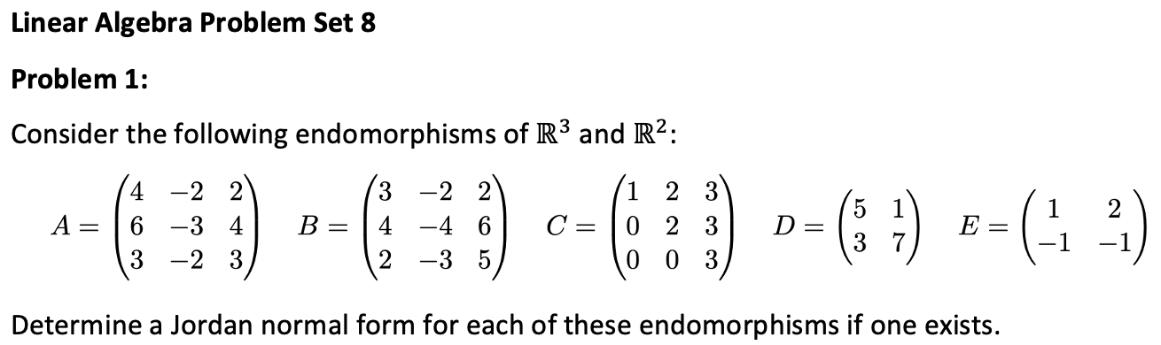 Solved Linear Algebra Problem Set 8 Problem 1: Consider the | Chegg.com