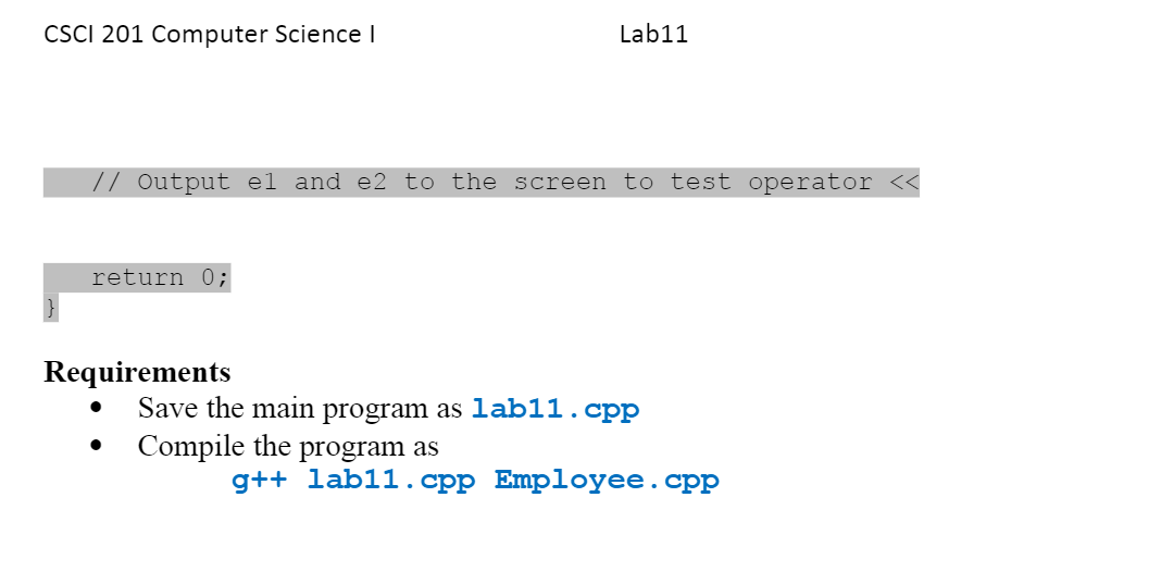 Solved CSCI 201 Computer Science ! Lab11 Lab 11 Employee | Chegg.com