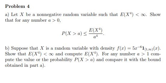Solved Problem 4 a) Let X be a nonnegative random variable | Chegg.com