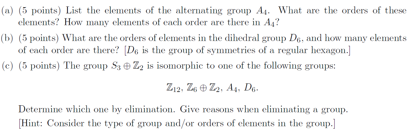 Solved (a) (5 points) List the elements of the alternating | Chegg.com