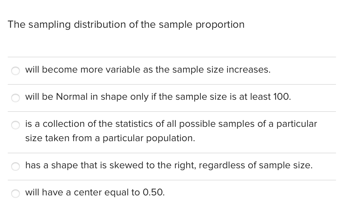 Solved The sampling distribution of the sample | Chegg.com