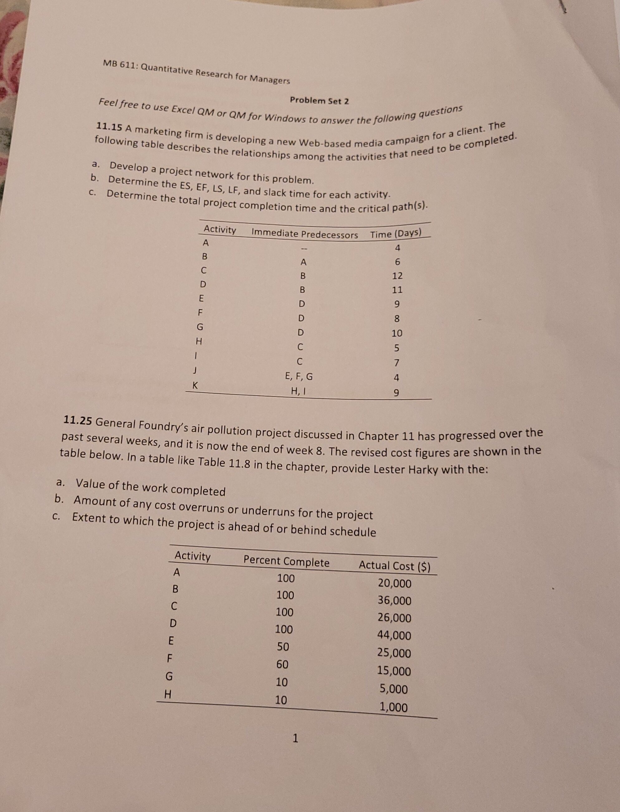 Solved Problem Set 2 Feel free to use Excel QM or QM for | Chegg.com