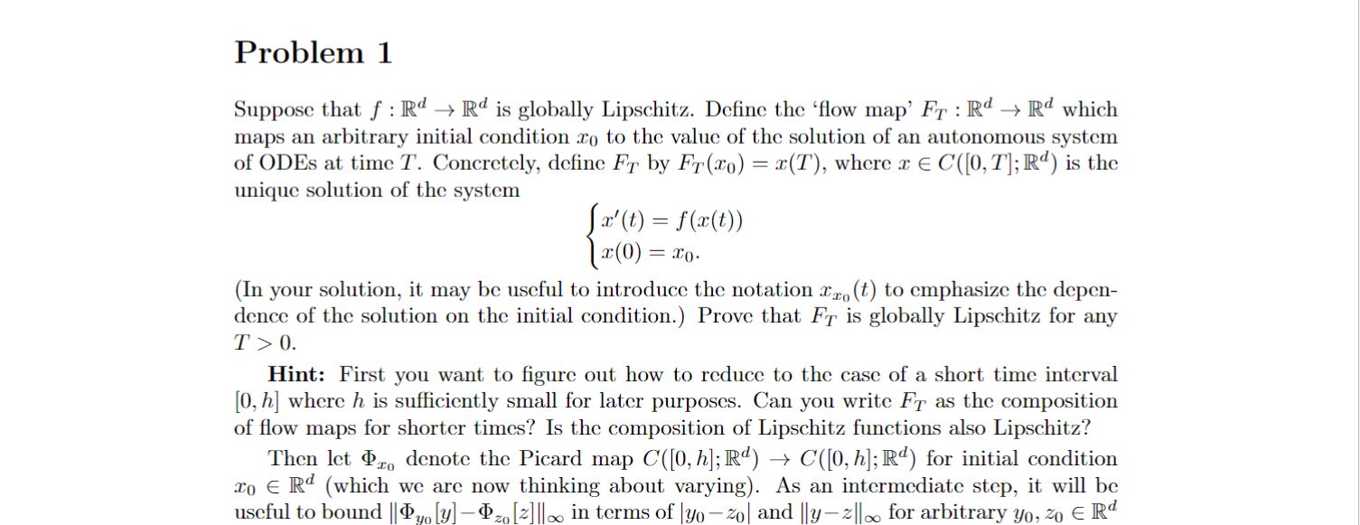 Solved Suppose that f:Rd→Rd is globally Lipschitz. Define | Chegg.com