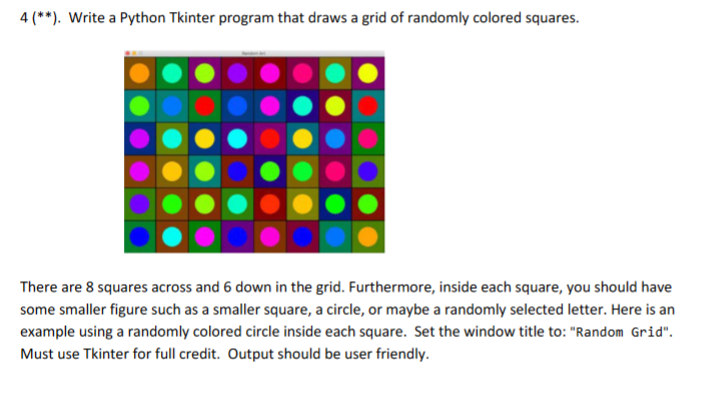 Solved Write A Python Tkinter Program That Draws A Grid Of 9964
