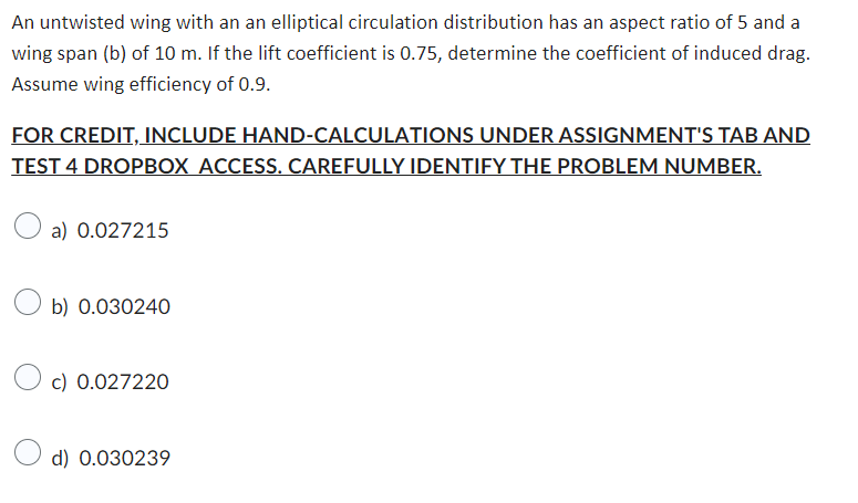 Solved An untwisted wing with an an elliptical circulation | Chegg.com