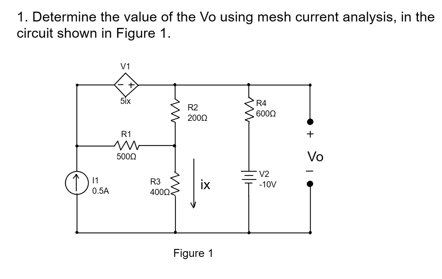 Solved 1. Determine the value of the Vo using mesh current | Chegg.com