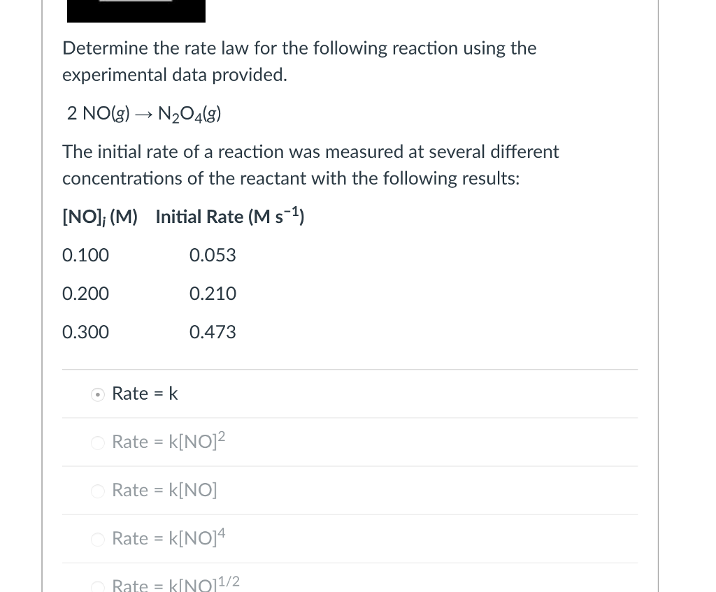 Solved Determine the rate law for the following reaction | Chegg.com