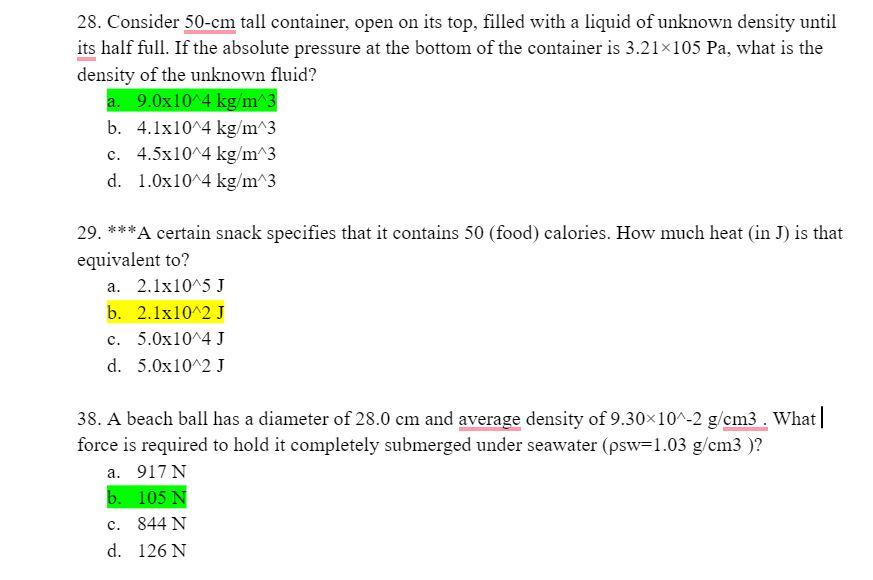 Solved 28. Consider 50-cm tall container, open on its top, | Chegg.com