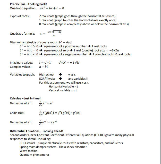Solved Precalculus - Looking back! Quadratic equation: | Chegg.com