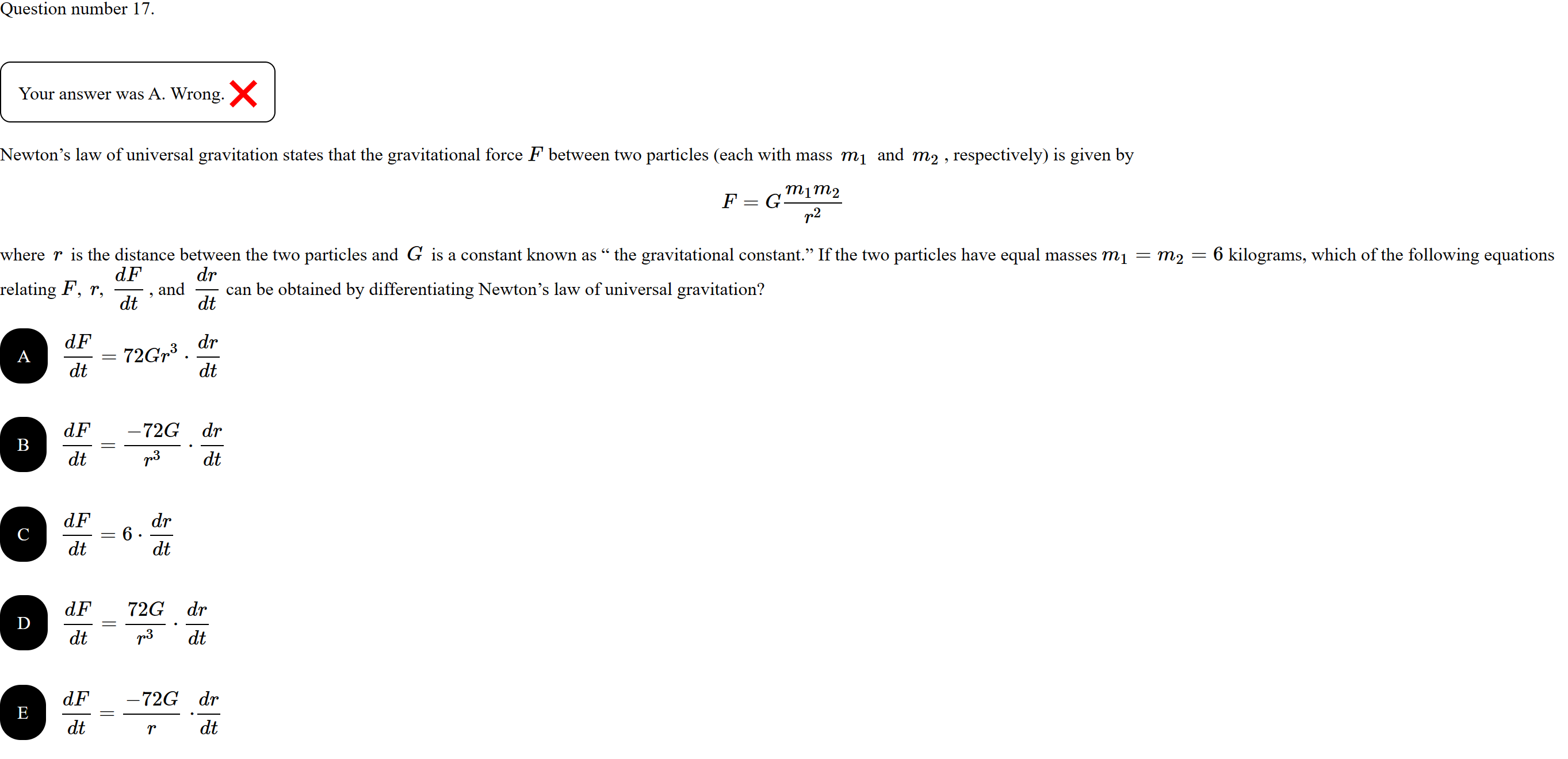 Solved Question number 17. Newton's law of universal | Chegg.com