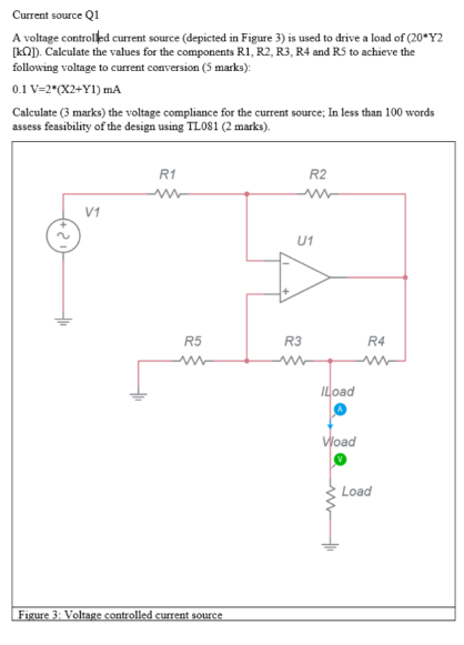 Solved Current source Q1 A voltage controlled current source | Chegg.com